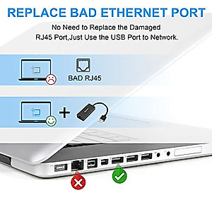 USB to Ethernet Adapter, Hopjuery Driver Free USB 2.0 to 10/100 Mbps Ethernet LAN Network Adapter, RJ45 Internet Adapter Compatible with MacBook, Surface,Notebook PC with Windows, XP, Vista