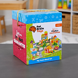 Fat Brain Toys My Town Block Set - Jigsaw Puzzle & Wood Block Set for Preschoolers