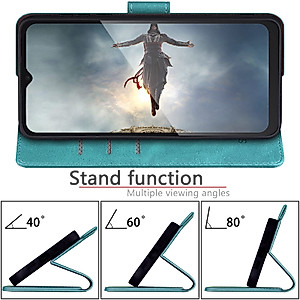 SUANPOT for Samsung Galaxy A14 5G Wallet case with RFID Blocking Credit Card Holder,Flip Book PU Leather Protective Cover Women Men for Samsung A14 Phone case (Blue Green)