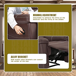 FDW PU Leather Sofa Recliner Couch Recliner Sofa Manual Reclining Sofa for Living Room Black