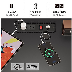 VIAGDO 9 Drawer Dresser with Charging Station, LED Chest of Drawers with Column Design and Open Storage Space, Large Capacity Modern Black Dresser, Wide Drawer Organizer Cabinet for Bedroom, Closet