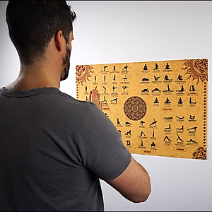 The Mindful Word Yoga Poses Poster (24x36 Inches) - Extra Large Yoga Poster with 62 Asanas/Positions/Stretches English & Sanskrit (Rolled/Tube)