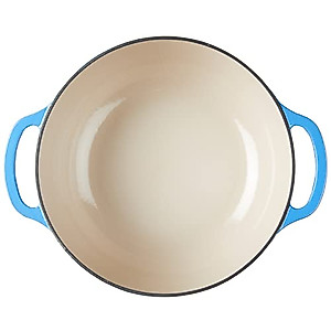 Lodge 7.5 Quart Enameled Cast Iron Dutch Oven with Lid – Dual Handles – Oven Safe up to 500° F or on Stovetop - Use to Marinate, Cook, Bake, Refrigerate and Serve – Caribbean Blue