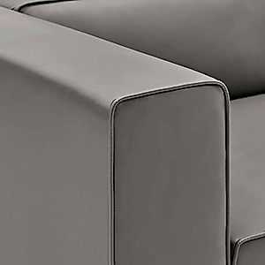 Modway Mingle Vegan Leather 7-Piece Sectional Sofa, Gray