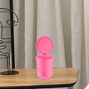 NUOBESTY Desktop Trash Can Desk Trash Can Pink Room Decor Small Fruit Trash Can Mini Recycle Bin Kawaii Decorative Flower Decorative Trash Can Pink Decor Office Plastic with Cover Trash Bin