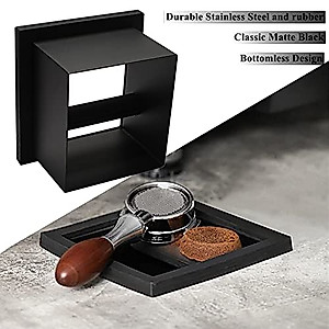 DIBTSA Espresso Coffee Ground Knock Box Chute, Built-in Desktop Waste Bucket, Stainless Steel Bottomless Knocking Residue Box (Rectangle)
