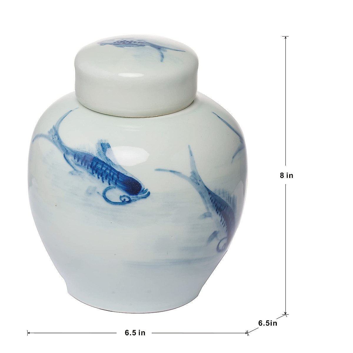 A&B Home Koi Lids, Small, Set of Two Jar, Set of 2, Blue