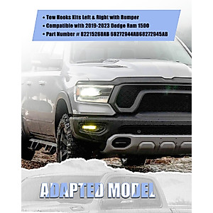 MEPARERI Ram 1500 Front Tow Hooks with Bumper Bezels Fit for 2019-2023 Dodge Ram 1500 Replace#82215268AB 68272944AB 68272945AB