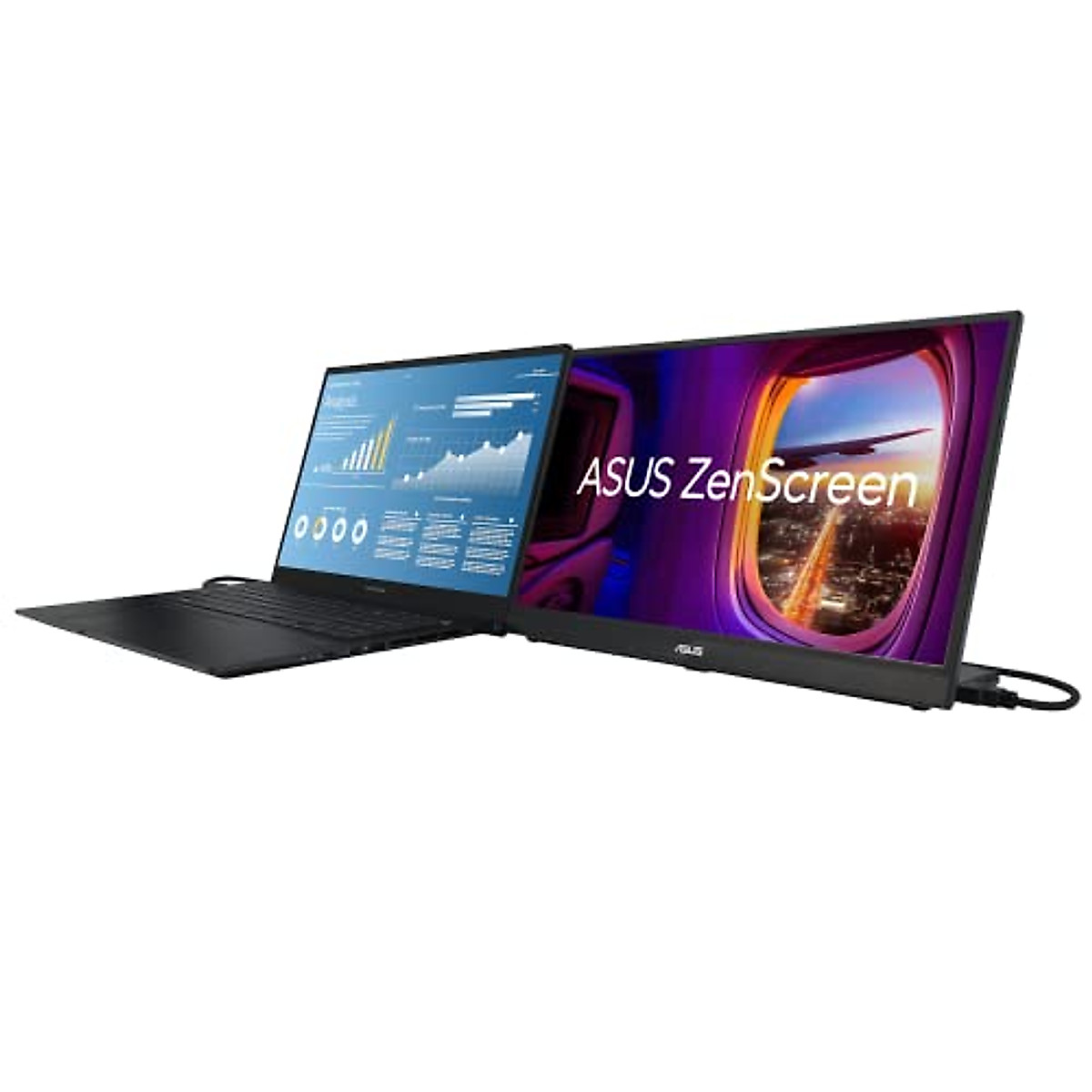 ASUS ZenScreen 17” 1080P Portable USB Monitor (MB17AHG) - Full HD, IPS, 144Hz, USB Type-C, FreeSync Premium, Eye Care, L-shaped kickstand, Tripod Mountable, HDMI, FSC Certified, 3-Year Warranty,BLACK