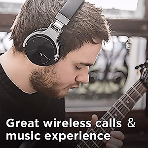 Qisebin E7 Active Noise Cancelling Headphones Bluetooth Headphones with Microphone Deep Bass Wireless Headphones Over Ear, Comfortable Protein Earpads, 30 Hours Playtime for Travel/Work, Black