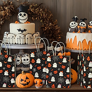 Lecheme Halloween Treat Bags 24 PCS Pumpkin Ghost Halloween Candy Bags Cute Halloween Bags with Handles Halloween Paper Treat Bags for Candy Trick or Treat Party Supplies