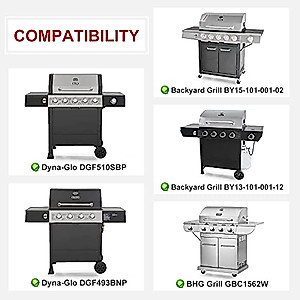 Adviace Grill Parts Kit Compatible with Dyna-Glo Dynaglo DGF510SBP DGF493BNP, Backyard Grill BY13-101-001-12 BY15-101-001-02 GBC1461W, 5 Pack Heat Plate Shields & Grill Burner Tubes & Grill Igniters