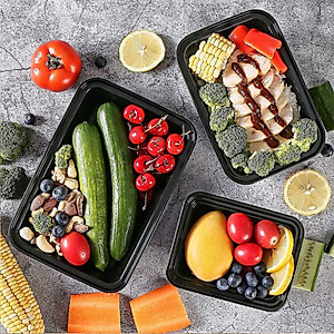 MORDEN MS Meal Prep Container With Lids, 50 PACK Reusable Food Storage Container Plastic Bento Lunch Boxes Travel To-Go Food Containers, Single Compartment Portion Control,33oz