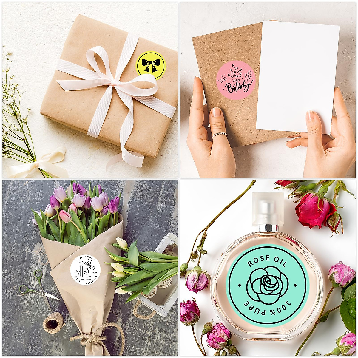 MFLABEL 2 Inch Thermal Sticker Labels,3000 Labels Round Thermal Labels,Circle Thermal Labels with White,Pink,Green,Yellow Self-Adhesive Round Direct Thermal Labels for DIY Logo Design, QR Code