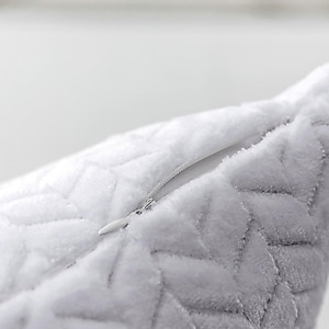 UGASA Solid Striped Velvet Decor Soft Throw Pillow Covers Toss Fashion Decorative Pillow Case Handmade Cushion Cover for Couch, 2 Pieces, 18x18 Inches, Pure White