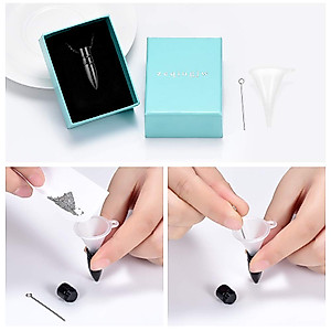 zeqingjw Bullet Urn Necklace for Ashes Memorial Cremation Jewelry Ash Holder Keepsake Jewelry for Pet/Human(Black)