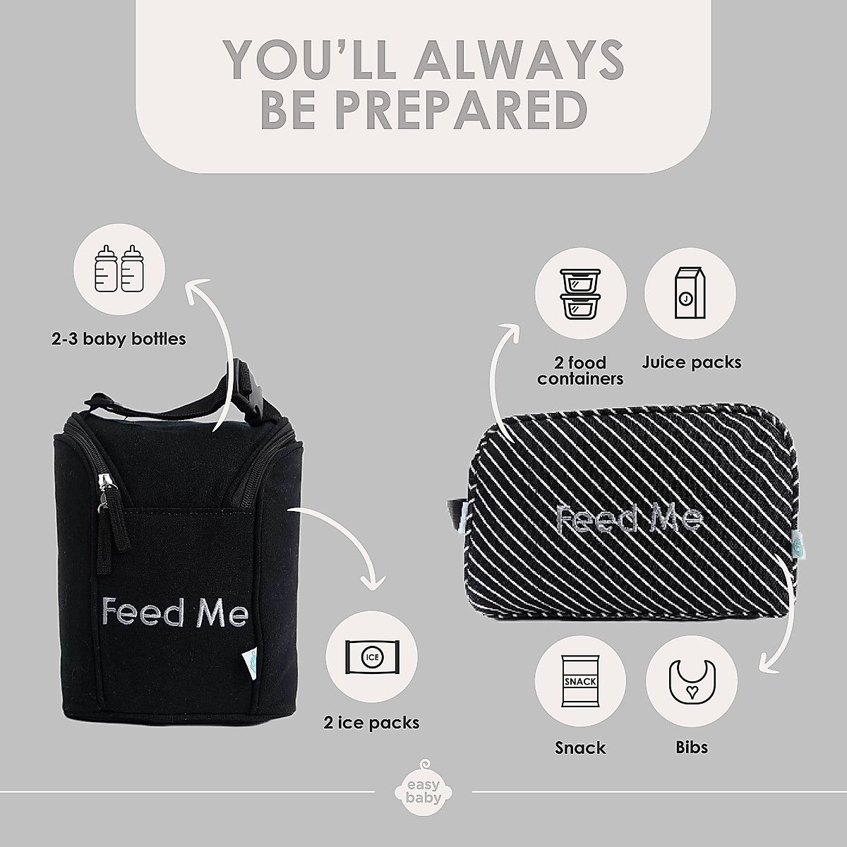 Easy Baby - Diaper, Bottle, and Supplies - Organizer Pouches - Change, Feed, and Dress Me (4 Pack Brooklyn) | Organizing Packing Tote Cubes for Baby Items | Good for Travel and Keeping Organized