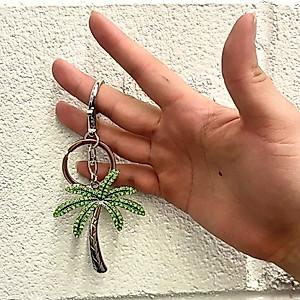 Sonoran Souvenirs Palm Tree Green Rhinestone Bling Bag Charm Tropical Party Favor Gifts Crystal Purse Charm