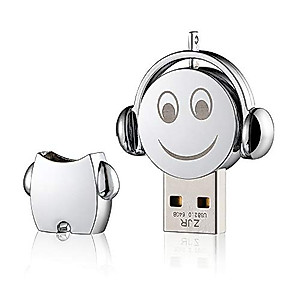 Novelty Cute Cartoon Flash Drive 64GB Thumb Drive Memory Stick for PS4/PC/Laptop/Computer/External Storage Data/Photo/Video(Silver-Smile)