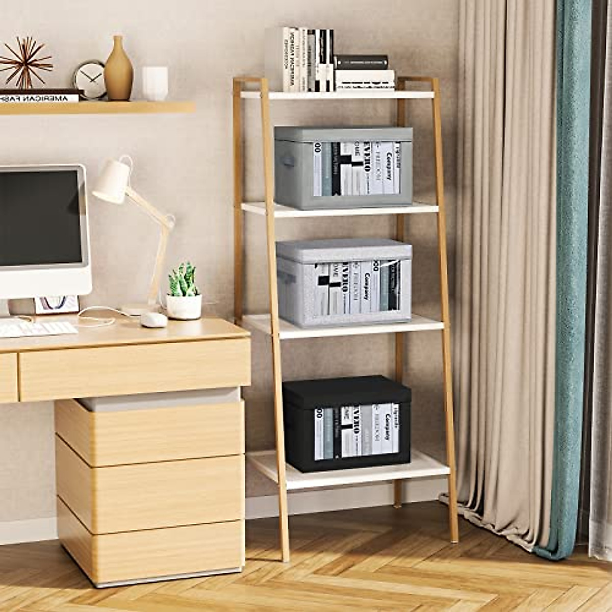 DIMJ Storage Bins with Lids, Foldable Sorage Bin for Closet, Storage Baskets with Window, Fabric Storage Bins with Handle for Clothes, Books, Baby items (Grey, Set of 4)