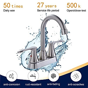 Comllen 2 Handle 4 Inch Brushed Nickel Bathroom Faucet, Modern Camper Centerset Vanity Faucet Brushed Nickel Stainless Steel RV Lavatory Bathroom Sink Faucets 3 Hole