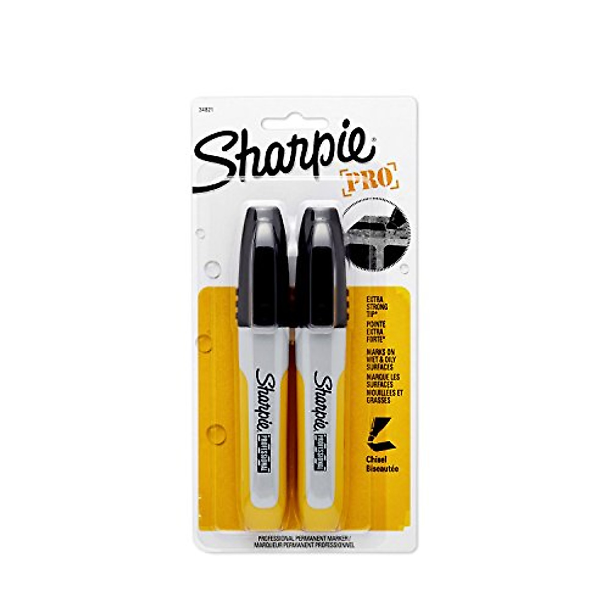 SHARPIE 34821PP Professional Chisel Tip Permanent Marker, Black, 2-Pack