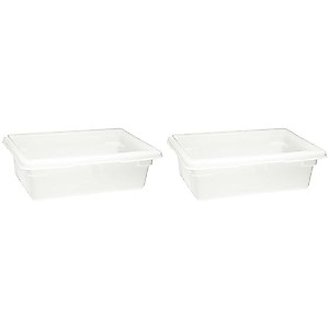 Rubbermaid Commercial Products (FG350900WHT) Food Storage Box/Tote for Restaurant/Kitchen/Cafeteria, 3.5 Gallon, White (Pack of 2)