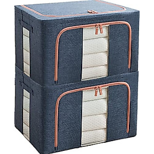 RTBQJ-AT Frame Storage Box, Large-Capacity Clothes Storage Containers ​with Transparent Windows and Handles, ​Mobile Storage Artifact for Bedding, Clothes, Closet, Bedroom (2 pieces large)