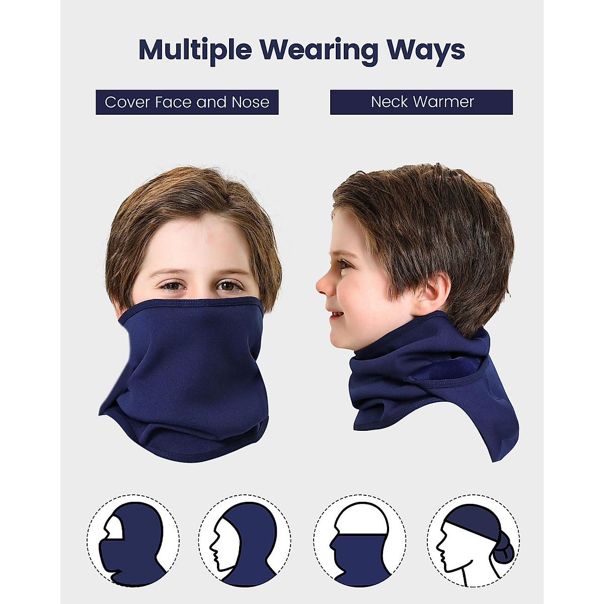 Aegend Kids Balaclava Windproof Ski Face Warmer for Cold Weather Winter Sports Skiing, Running, Cycling, 1 Piece, 4 Colors Blue