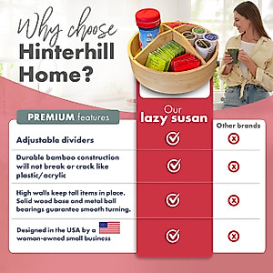 HinterHill 3-in-1 Adjustable Lazy Susan Pantry Organizer, 12" Bamboo Kitchen Cabinet Organizer for Pantry Organization and Storage, Lazy Susan for Cabinet, Countertop, Bathroom, Spices, Snacks