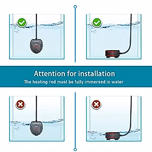 auomii Mini Submersible Aquarium Heater, 50W/100W Small Fish Tank Heater, Built-in Thermometer, 2 LED Temperature Display, External Temperature Controller, Smart Memory, 50W (1-10Gallons)