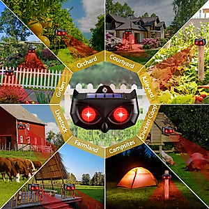 Solar Animal Repellent Outdoor, 2024 Upgraded Predator Nocturnal Animal Repellent with Red LED Flashing Lights to Scare Away Deer Coyote Skunk Raccoon Fox Predator Lights for Chicken Coop Farm 6Pack