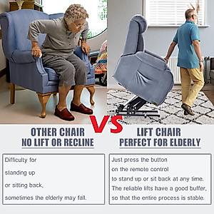 cinkehome Small Power Lift Recliner for Elderly, Lift Chair Recliners, Electric Recliner Chairs for Seniors, Remote Control, Adjustable, Side Pocket, Dusty Blue