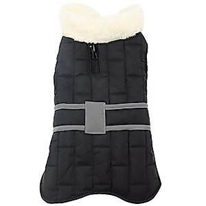 JoyDaog Reflective Belt Dog Coats for Small Dogs,Reversible Warm Puppy Jacket for Cold Winter,Black S