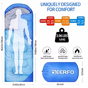 Sleeping Bags for Adults Kids - Backpacking Camping Sleeping Bag for Girls Boys - Cold Weather Warm Sleeping Bag with Compression Bags for All Season - Compact Camping Gear