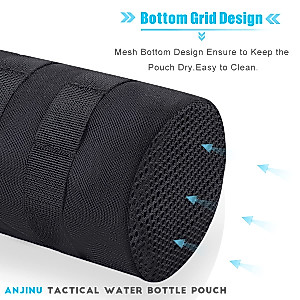 ANJINU Molle Water Bottle Holder, Water Molle Attachments, Molle Water Bottle Pouch, Tactical Backpack Attachment Pouches (Black)