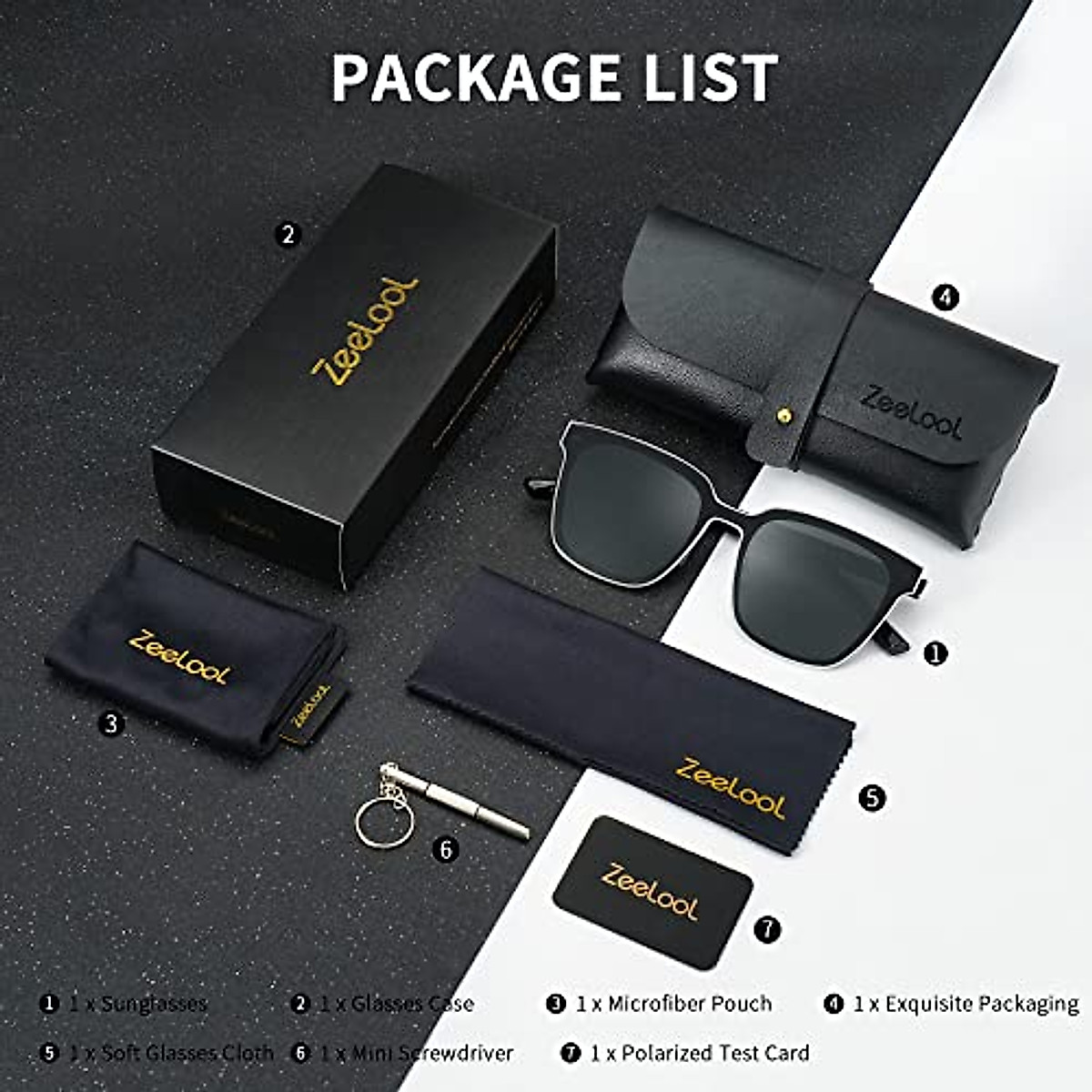 Zeelool Square Polarized Sunglasses for Women Men Aluminum Magnesium Frame Sun Glasses UV400 Protection Unisex Shades ZSM0064