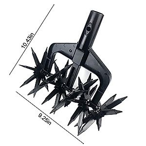 Kakasi Grass Loose Soil waresGardening Rotary Tiller,Manual Cultivator,Hand-Held Garden Cultivator with Detachable Tines, Reseeding Grass Or Terra Mixing(Without Pole) Tooling Tools