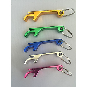 Set of 5 - JUSTMIKE'S MIXED COLORS/Multi Color Key Chain Beer Bottle Opener/Pocket Small Bar Claw Beverage Keychain Ring