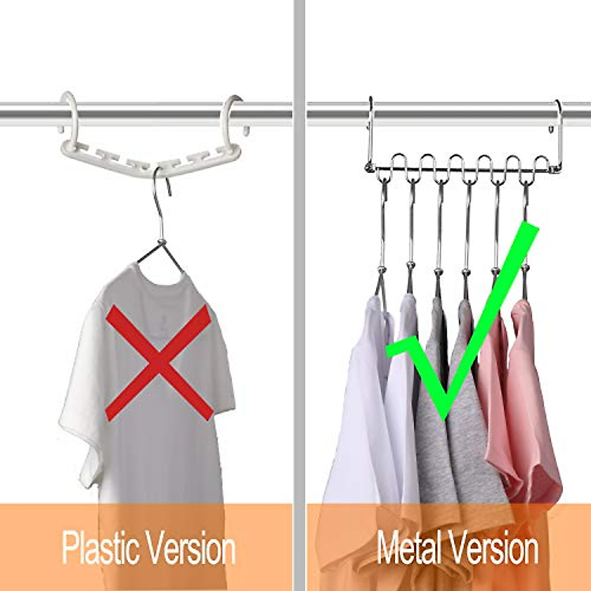 GEFTOL Metal Space Saving Hangers 12 Slots New Version Hanger Magic Cascading Hanger Closet Wardrobe Clothes Organizer(4 Pack)