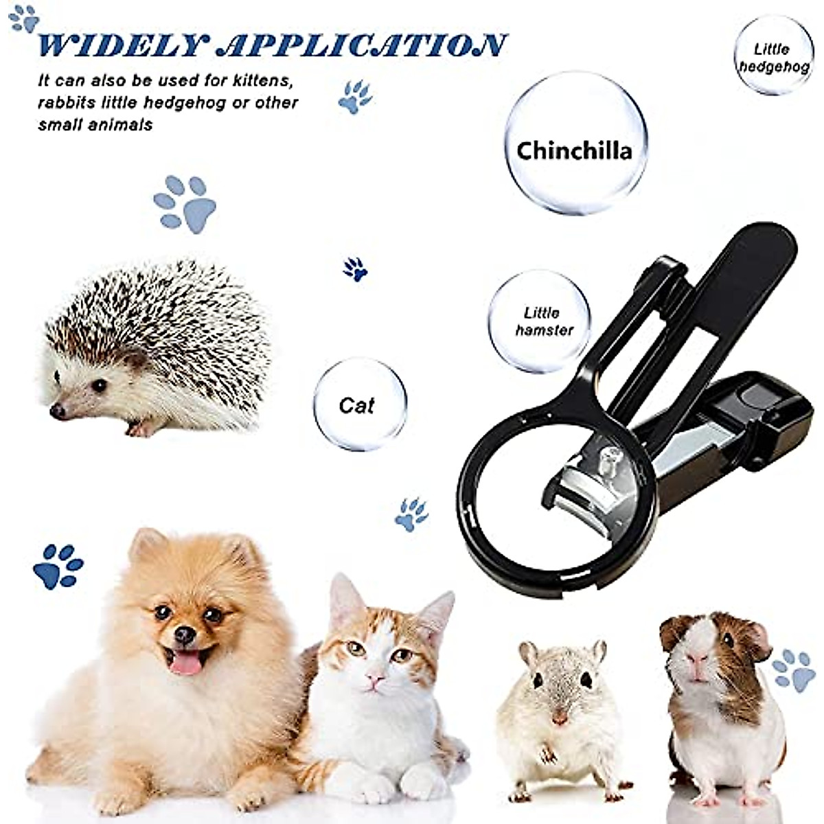 Guinea Pig Nail Clippers with Magnifying Glass Stainless Steel Claw Toenail Trimmer for Small Animal Hedgehog Rabbit Hamster Ferret Hamsters Chinchilla Sugar Glider Pet Grooming Supplies (Black)