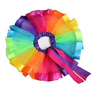 BGFKS Newborn Baby Girls 1st Birthday Photography Outfit Sets Layered Rainbow Tutu Skirt with Hairbow and Crown Headband
