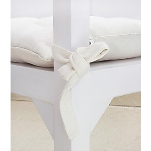 COTTON CRAFT Chair Cushion Pads - Set of 4 - Ellora Natural - Dining Kitchen Office Chair Seat Cushion with Ties - Durable Cotton Fabric - Thick Comfy Poly Fill - Indoor Use - 17x17 in – Natural Ivory