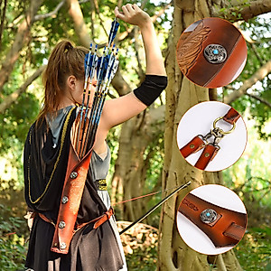 KAINOKAI Pure Cowhide Arrow Quiver,Retro Hunting Quivers with Magnetic Attraction,Riding Quiver for Horse Bow Recurve Bow and Longbow(Elf Archer)
