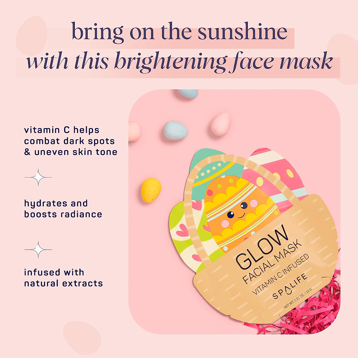 SpaLife Spring & Easter Facial Masks (9Pack) - Hyaluronic Acid, Collagen, Vitamin C Infused - Reduces Dark Circles, Hydrates, Firms Skin - Skin Care Masks for Puffiness, Fine Lines & Wrinkles