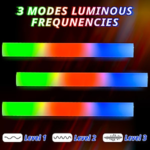 JDNRXO 28 PCS Glow Sticks Bulk, LED Light Up Foam Sticks Party Favors with 3 Flashing Modes, Glow in The Dark Party Supplies for Halloween, Wedding, Birthday, Carnival - Extra 5 Glowing Stickers