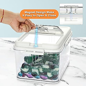 Sumnacon Food Storage Containers Sealed Food Storage Bins with Timer Lid for Kitchen or Pantry to Store Snacks,Rice,Pet Food,Flour Storage Container Plastic Stackable Laundry Pod Container(Large)