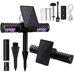 Kittmip 2 Pack Bug Zapper Solar Powered Led Mosquito and Insect Bug Zapper Light Outdoor Mosquito Traps Repellent Path Light for Garden Lawn Patio, Purple
