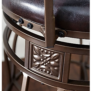 Powell Big and Tall Back Scroll Stool, Counter Height, Dark Bronze/Brown