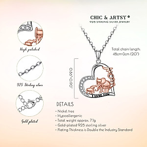 CHIC & ARTSY Mama Elephant Necklace Rose Gold Plated 925 Sterling Silver Lucky Elephant Necklace Never Forget that I Love You Elephant Necklace Mom and Daughter Elephant Necklace for Mothers Day